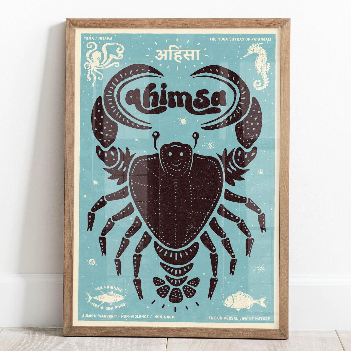 Ahimsa Poster – Yamas & Niyamas Series. Light Blue Variant. Yoga Sutras Of Patanjali. Cruelty ...