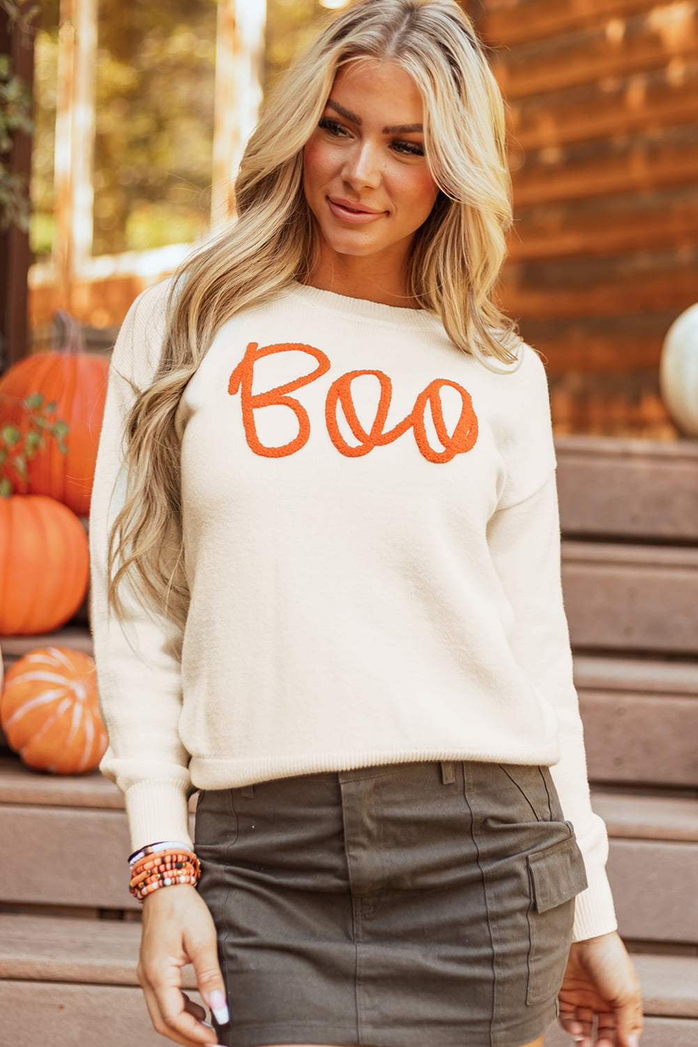 Ahlaray 'Chic Viscose Drop Shoulder Sweater w/ 'Boo' Motif' - Walmart.com