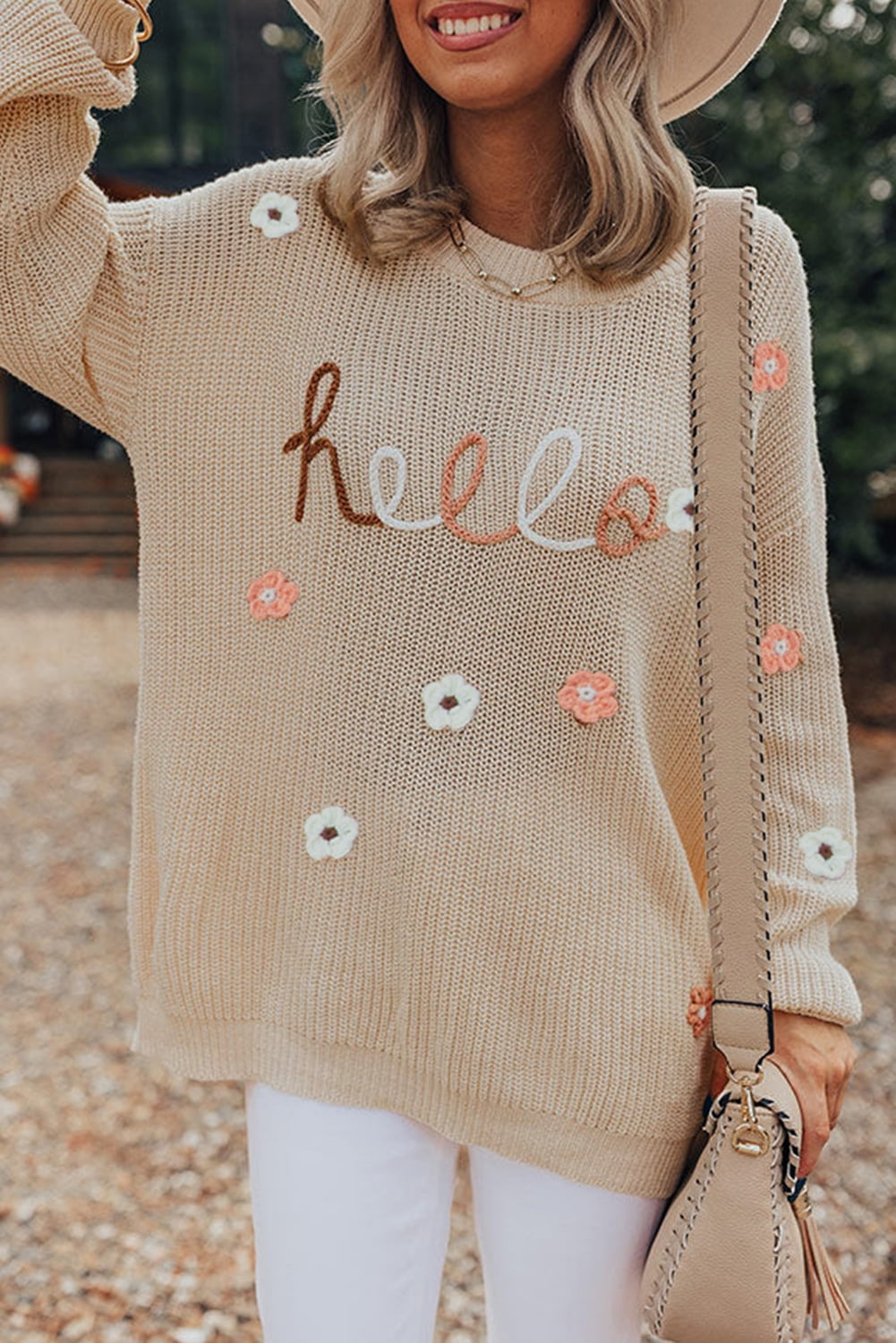 Ahlaray Elegant Floral Knit Sweater - Flowy Longline Fit, S-XL ...