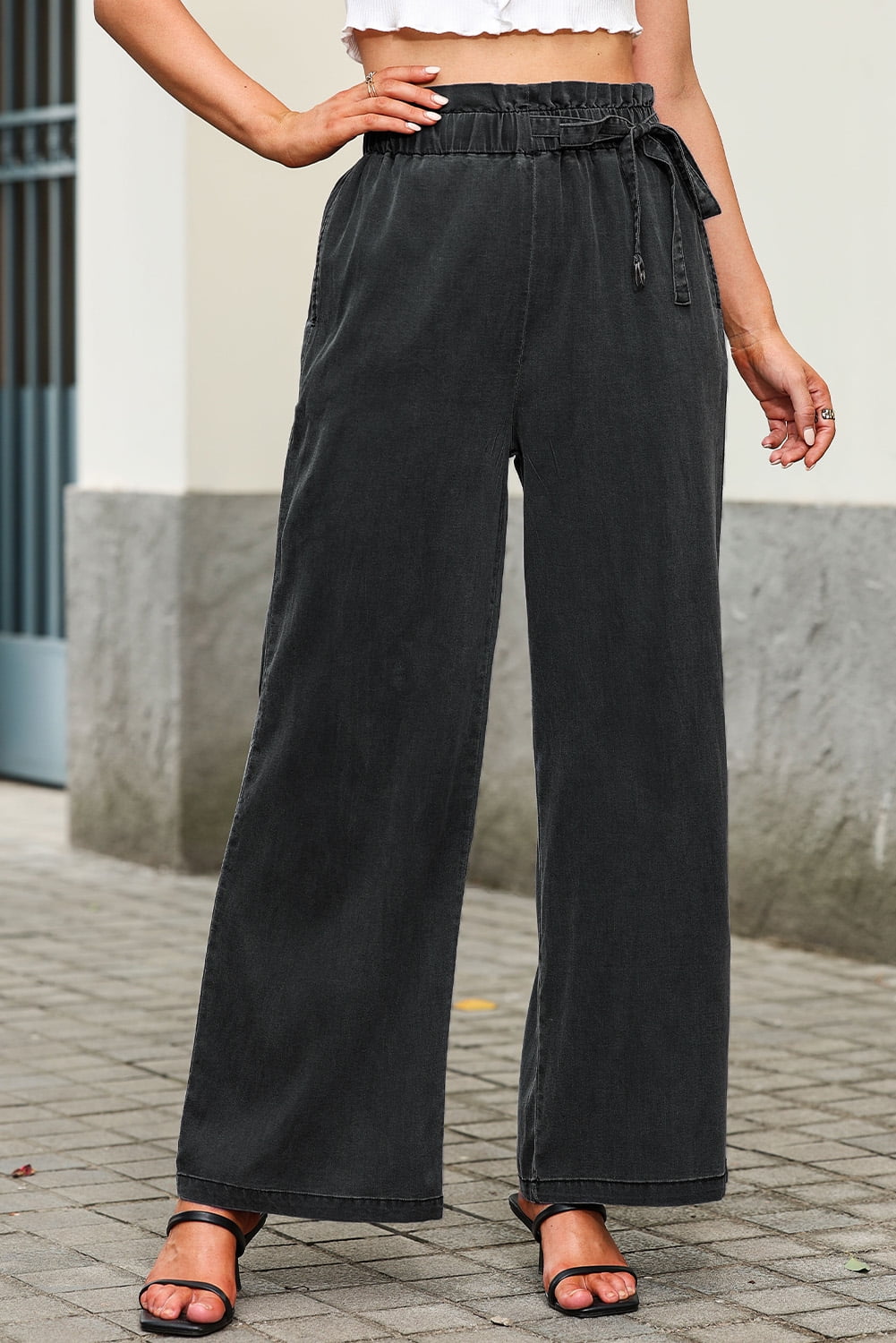 Ahlaray Embrace Elegance: Tencel Wide Leg Jeans - High Waist, Pockets ...