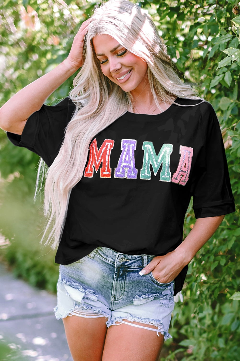 Ahlaray Flatter Your Figure with Our Stylish Black Mama Tee! - Walmart.com