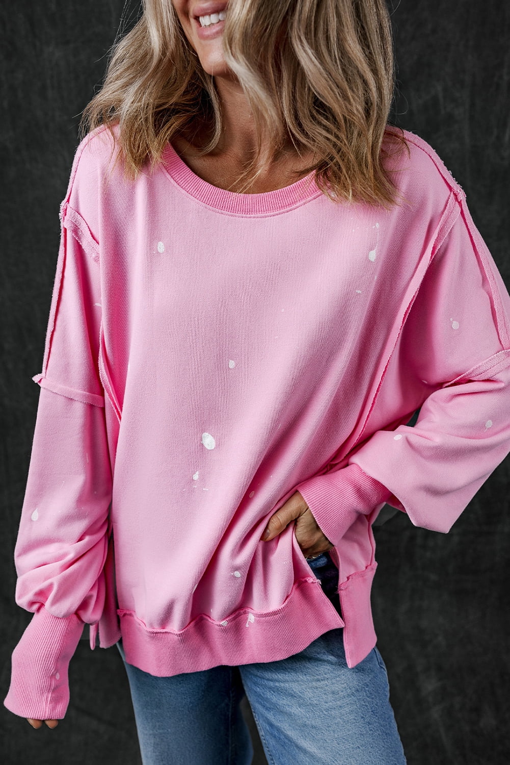 Ahlaray Flirty Edge, Oversized Chic: Splash Spot Sweatshirt - Walmart.com
