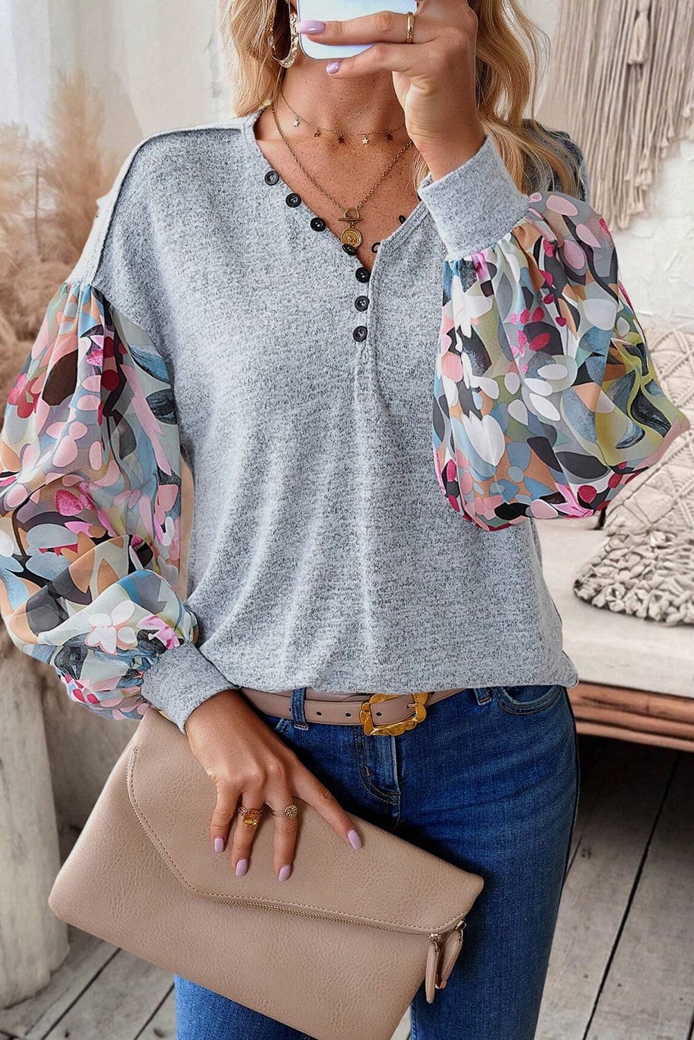 Ahlaray Stylish Gray Floral Top - Essential Chic for Every Woman ...