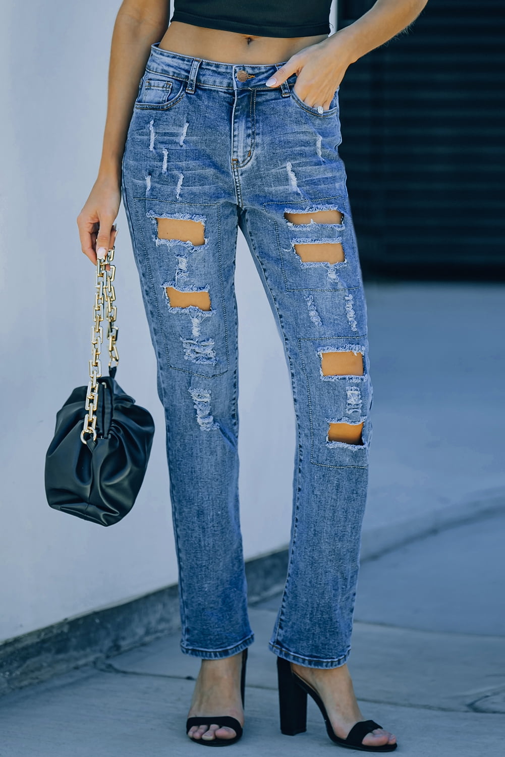 Ahlaray Timeless Trend: Distressed Button-Up Jeans - Stylish ...
