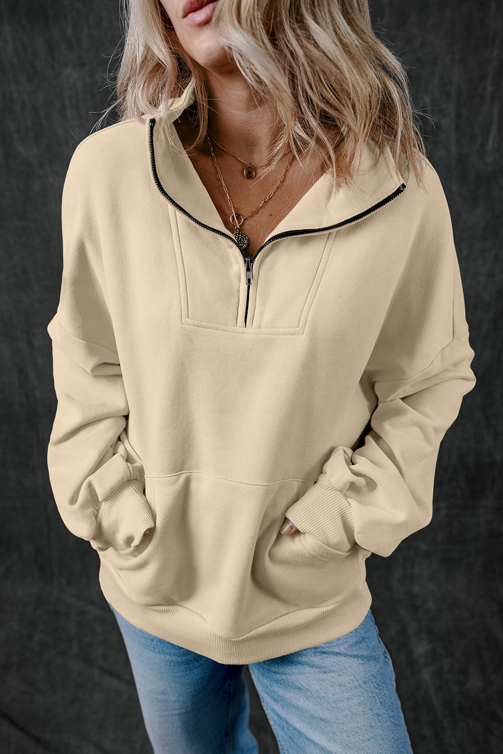 Ahlaray Versatile Zip-Up Kangaroo Pocket Top, Elevate Your Wardrobe ...