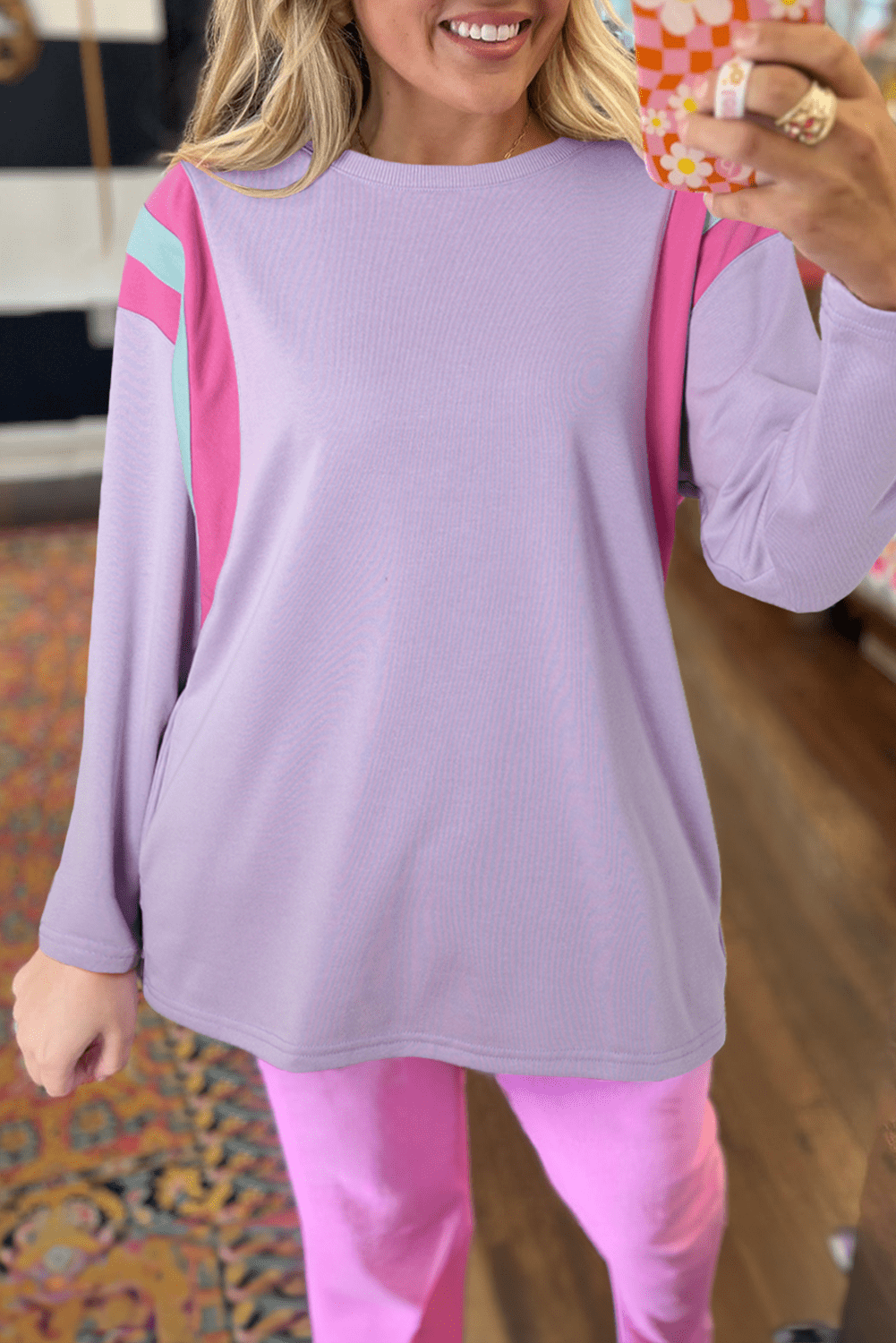 Ahlaray Vibrant Colorblock Tee – Oversized, Stylish, Cozy Fit ...