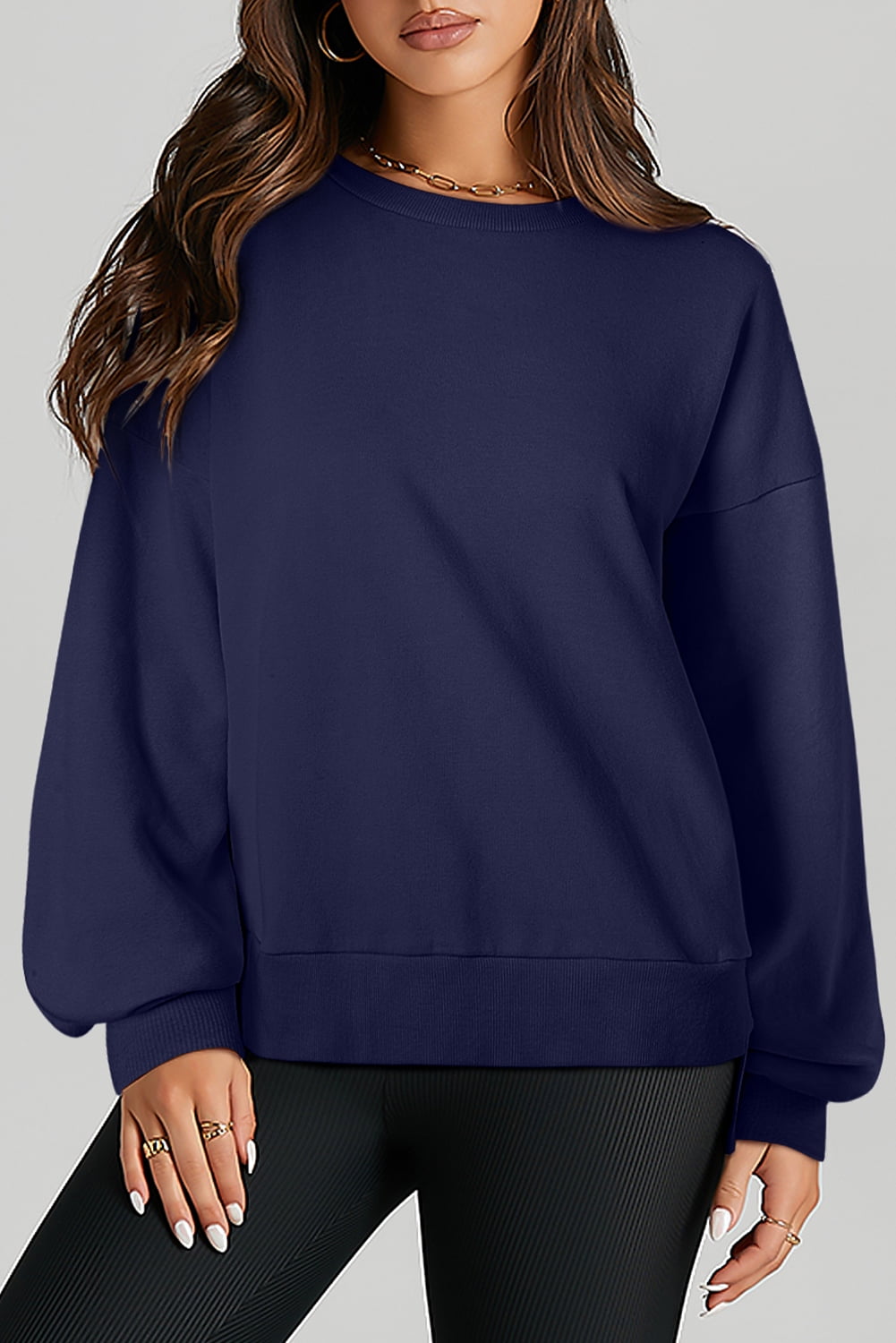 Ahlaray Stylish Navy Pullover - O-Neck High Low, Versatile Casual for ...
