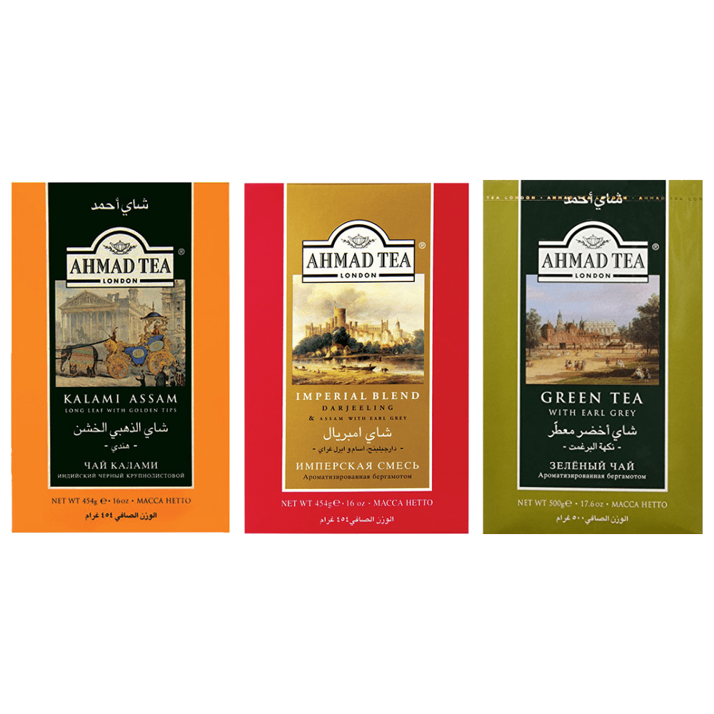 Ahmad Loose Leaf Tea Variety Pack with Imperial Blend Black Tea, Green ...