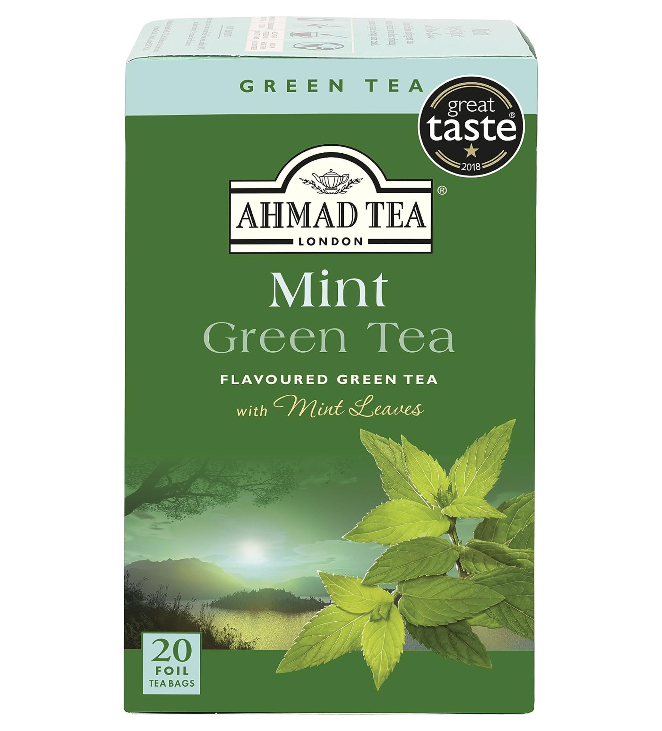 Ahmad Tea Mint Green Tea, Foil Wrapped Teabags, 20 ct (Pack of 6 ...