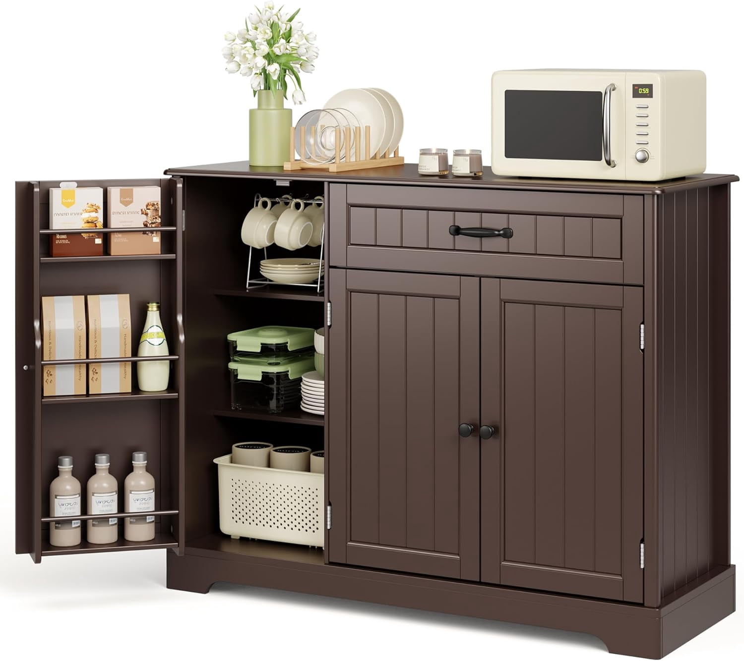 Ahomly Buffet Cabinet, Coffee Bar, Sideboard Cabinet with Internal ...