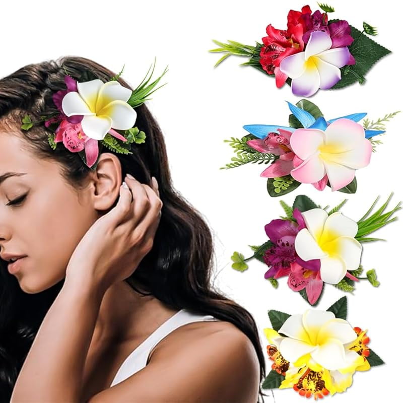 Ahoney Hawaiian Plumeria Flower Hair Accessories for Women and Girls ...