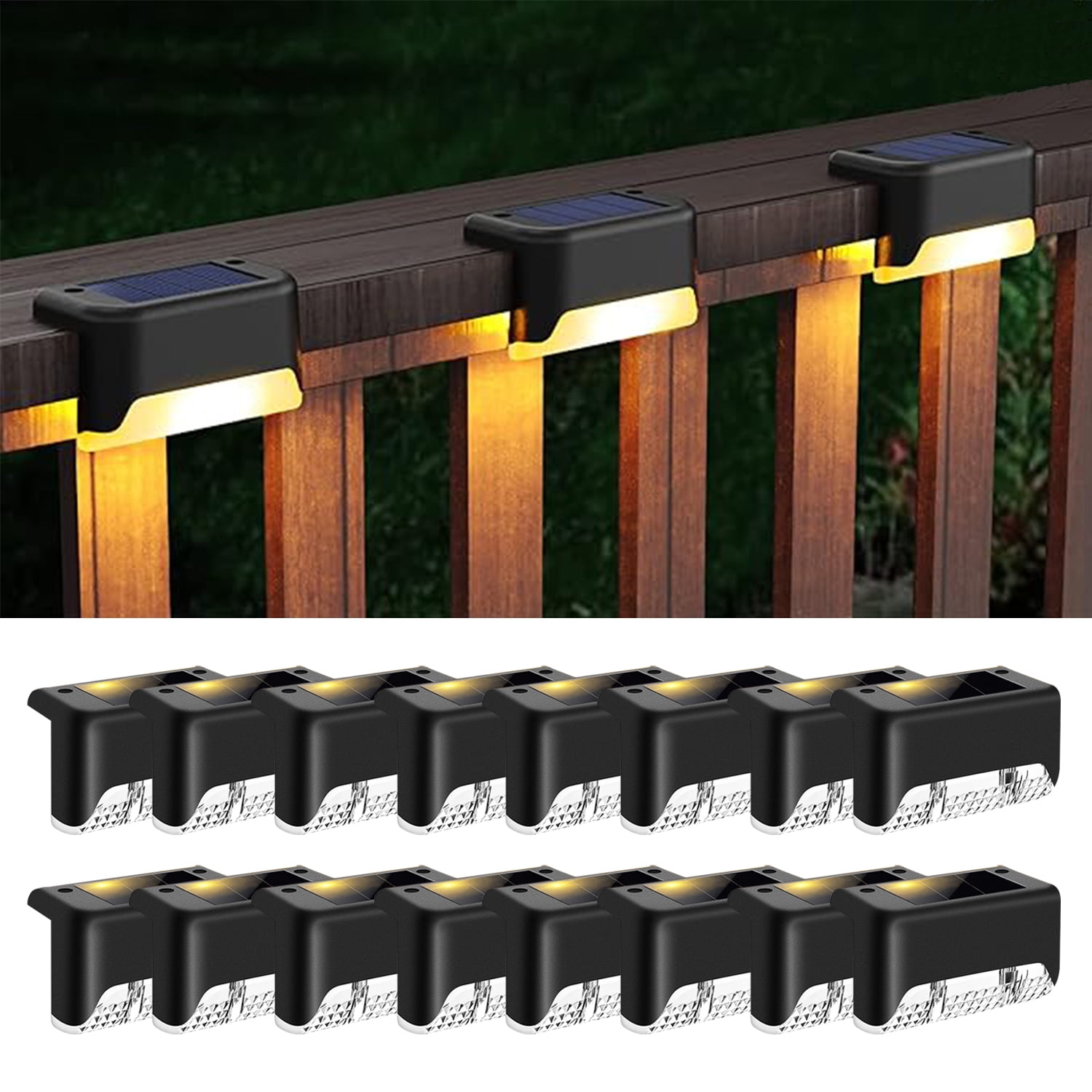 Ahosoon Solar Deck Lights Outdoor，16 Pack LED Solar Step Lights ...