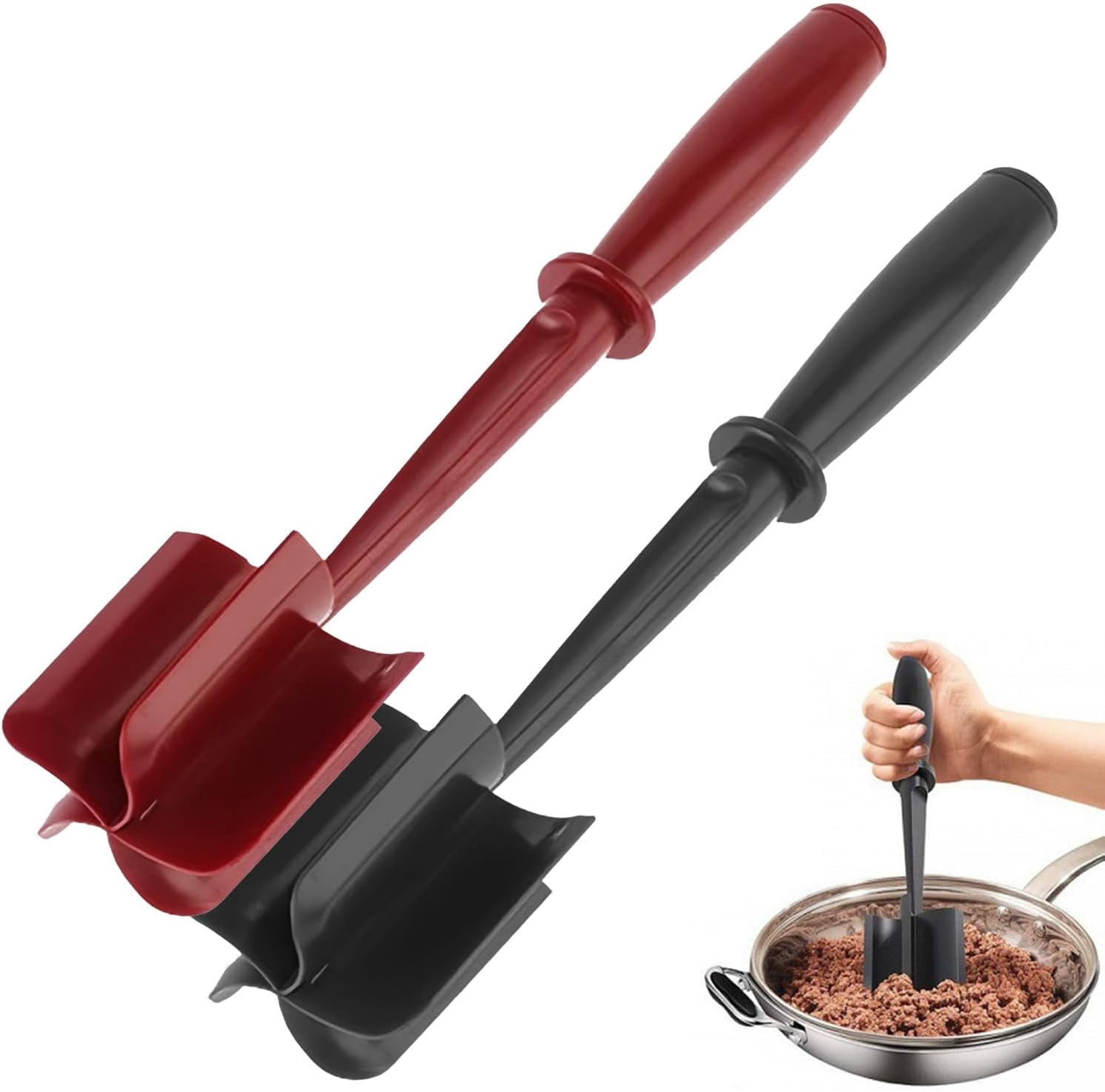 Ahot 2Pcs Meat Chopper and Masher - Ground Beef Hamburger Smasher ...