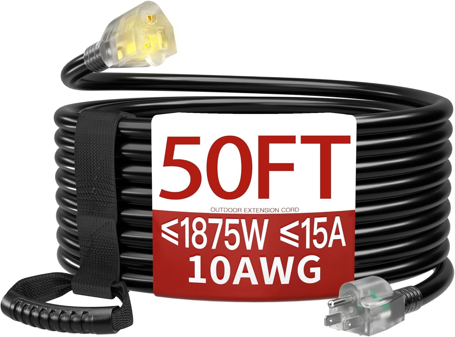 Ahot 50 FT 10 Gauge Extension Cord Outdoor, Heavy Duty Weatherproof ...