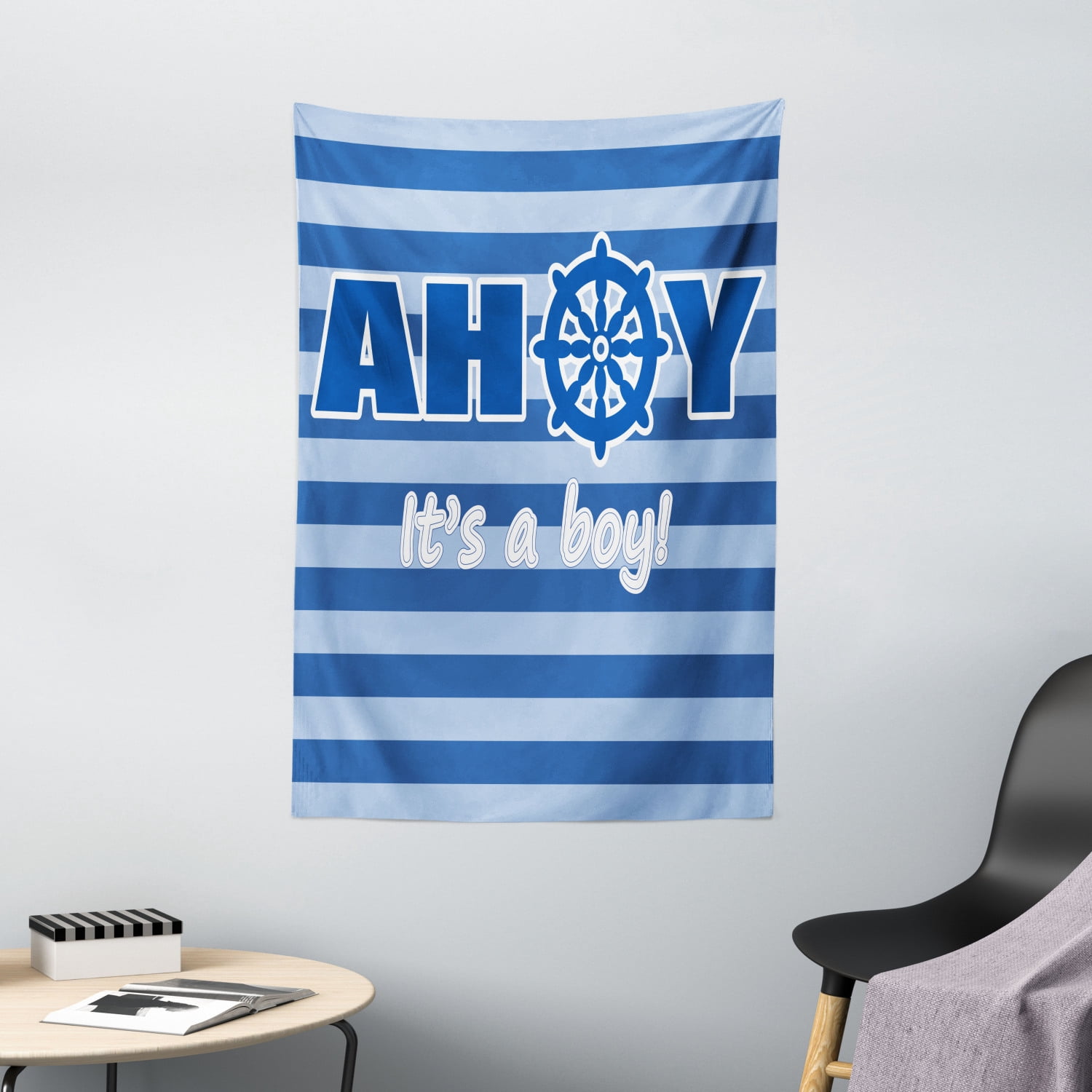 Ahoy Its a Boy Tapestry, Baby Shower New Birth Announcement Marine ...