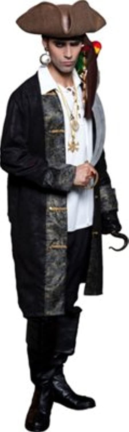 Ahoy Matey Caribbean Pirate Jacket Captain Fancy Dress Halloween Adult ...