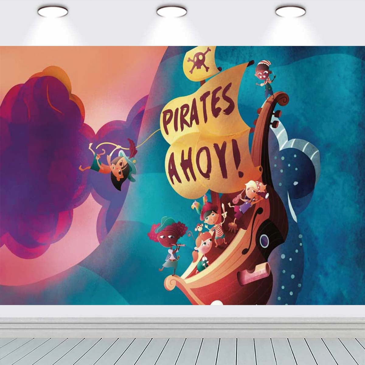 Ahoy Pirates school Background Banner Birthday Backdrop Party Supplies ...