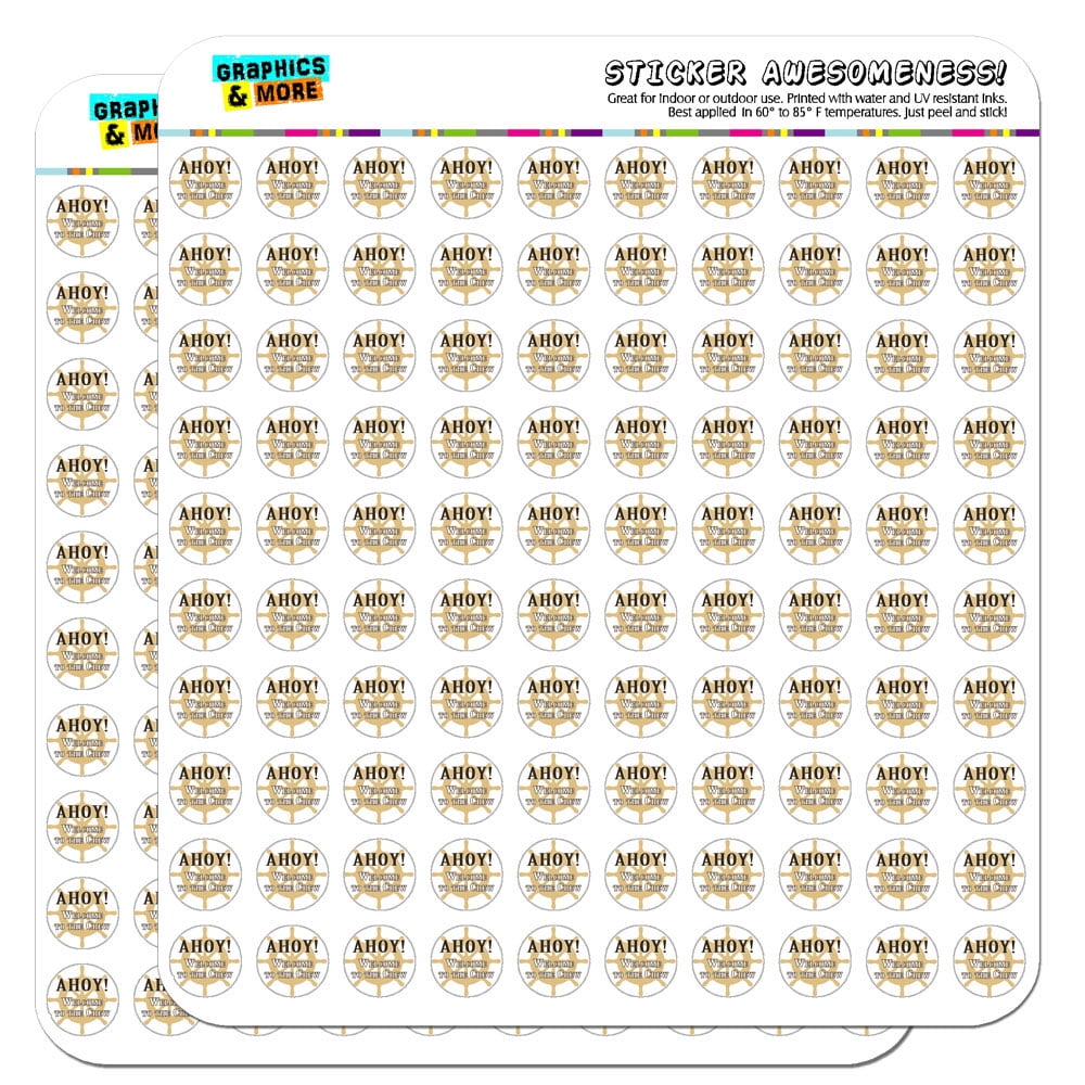 Ahoy Welcome Crew Pirate Ship Wheel 1/2" (0.5") Scrapbooking Crafting ...