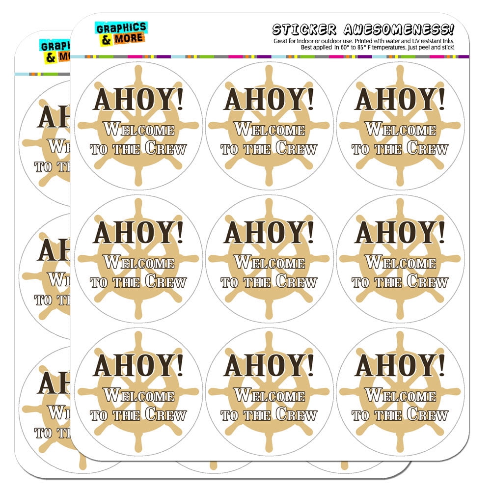 Ahoy Welcome Crew Pirate Ship Wheel 2" Scrapbooking Crafting Stickers ...