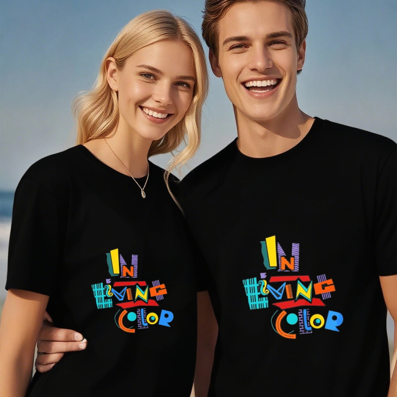 Ahrebvk T-shirt Unisex In Loving Color Artistic Text Design cotton100 ...