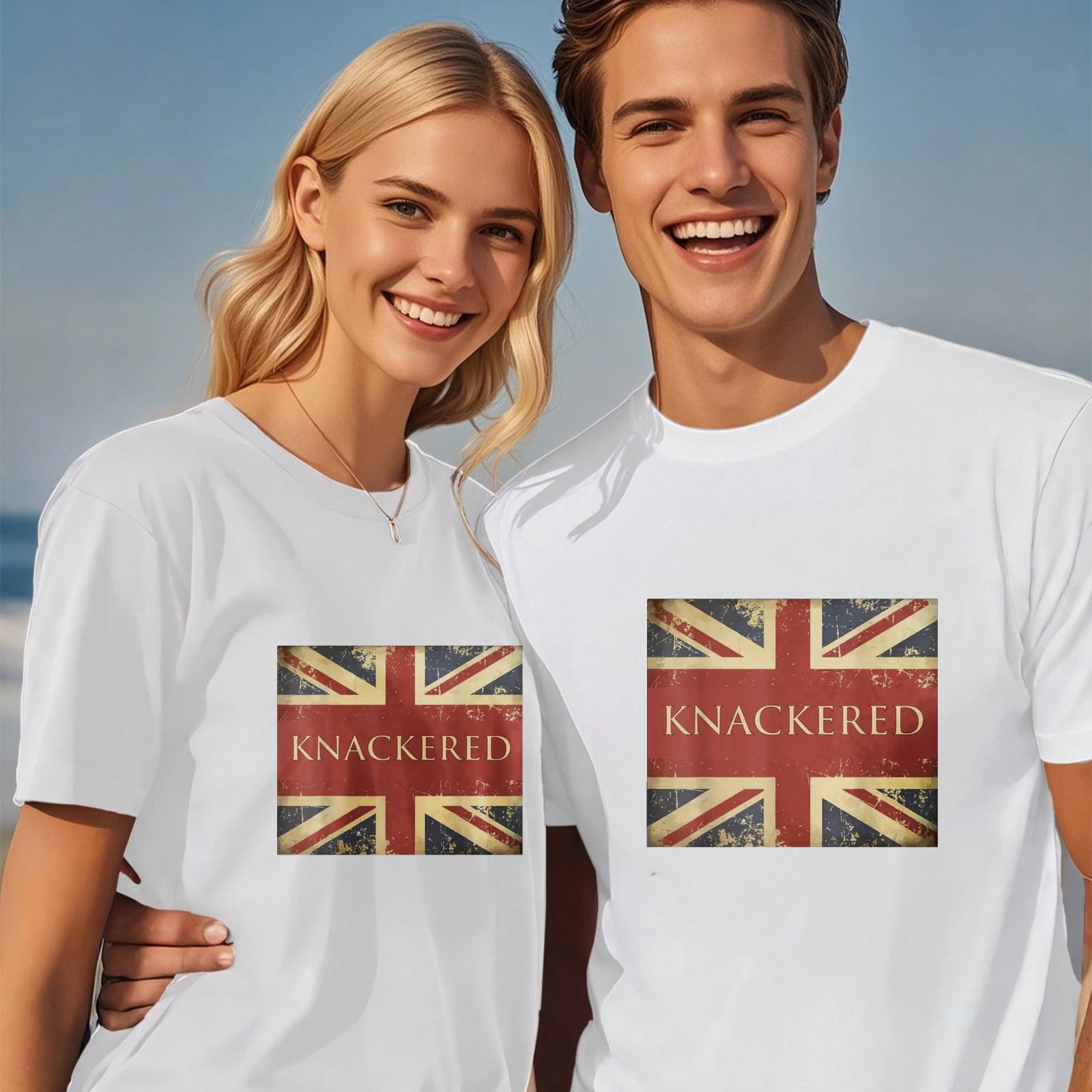 Ahrebvk T-shirt Unisex Union Jack With Knackered Text Design cotton100 ...