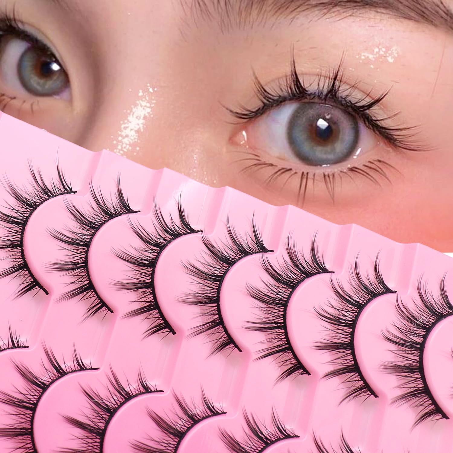 Ahrikiss Manga Lashes Natural Look Wispy Anime Lashes Soft Fake ...