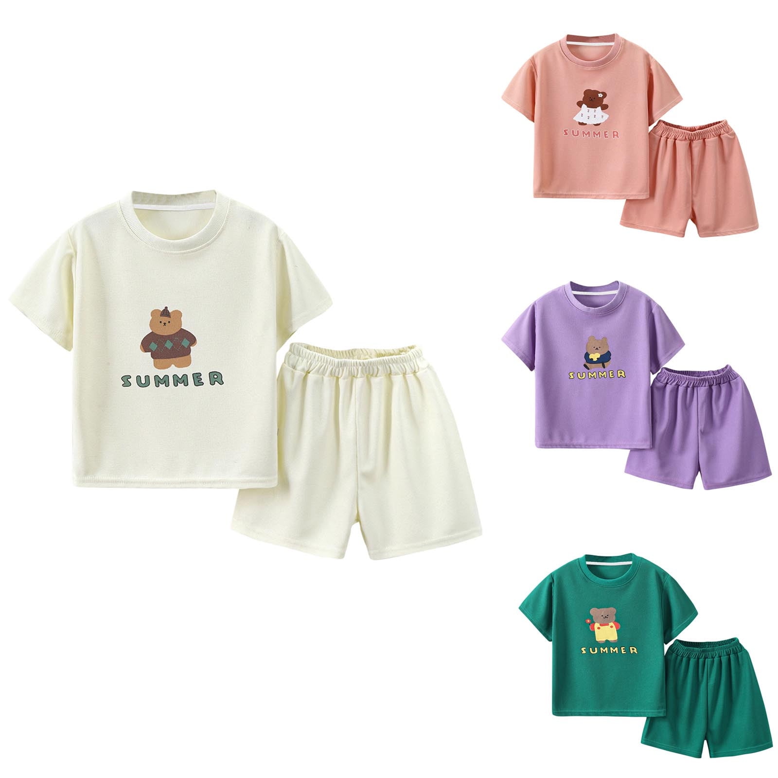 Ahuyic Summer Boys Girls 2 Piece Outfits,Toddler Kids Casual Clothing ...