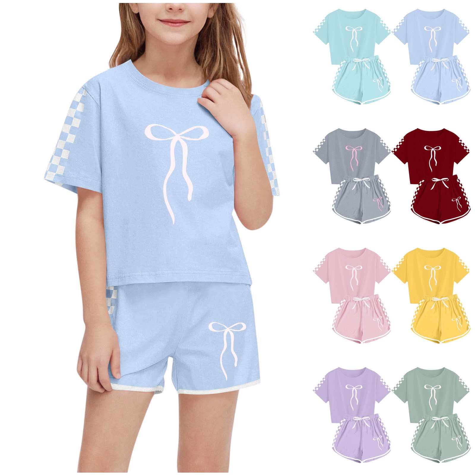 Ahuyic Summer Boys Girls 2 Piece Outfits,Toddler Kids Casual Clothing ...