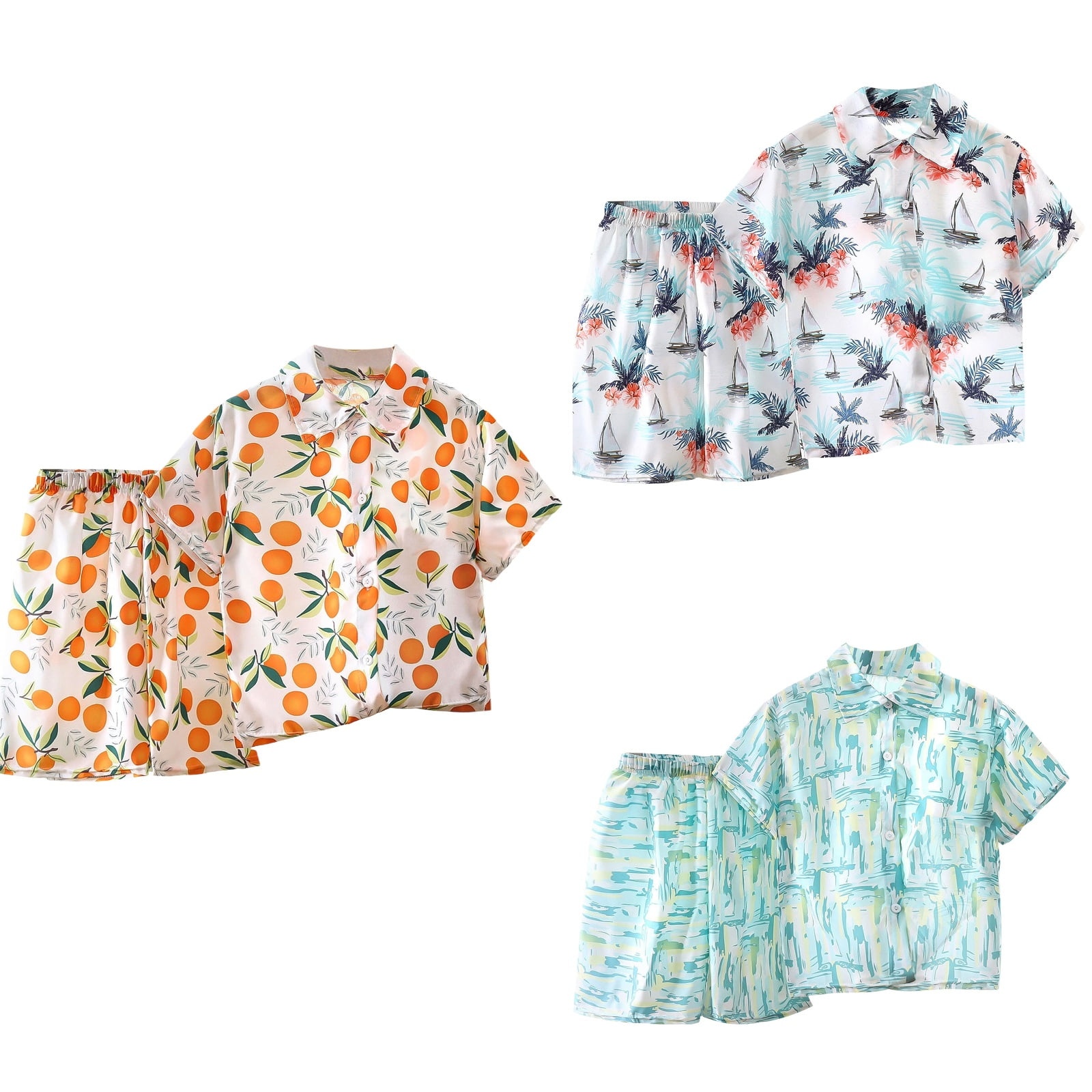 Ahuyic Summer Boys Girls 2 Piece Outfits,Toddler Kids Casual Clothing ...