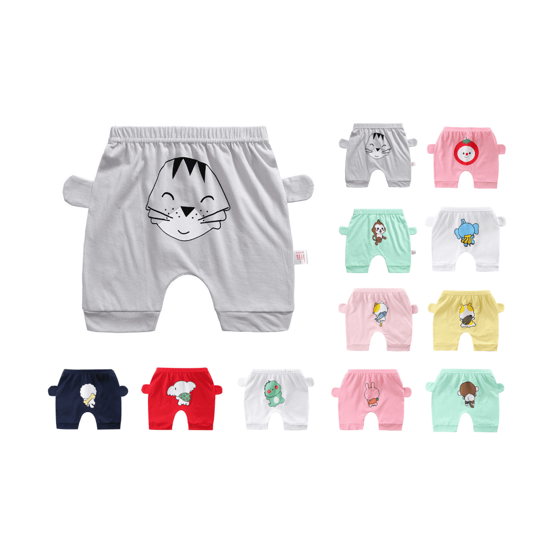 Ahuyic Cartoon Print Elastic Waist Girls Capris Kids Loose Harem Pants ...
