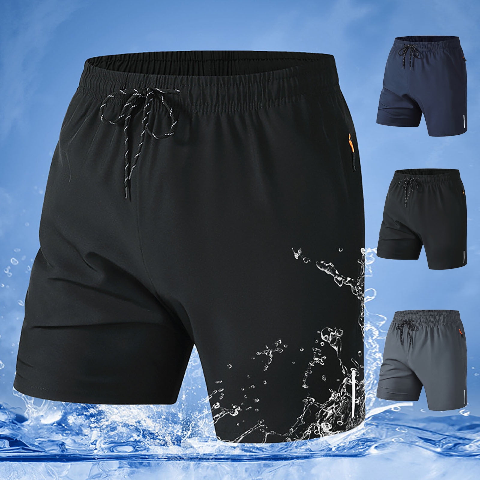 Ahuyic Mens Summer Plus Size Pants Mens Short Pants,Mens Solid Color ...