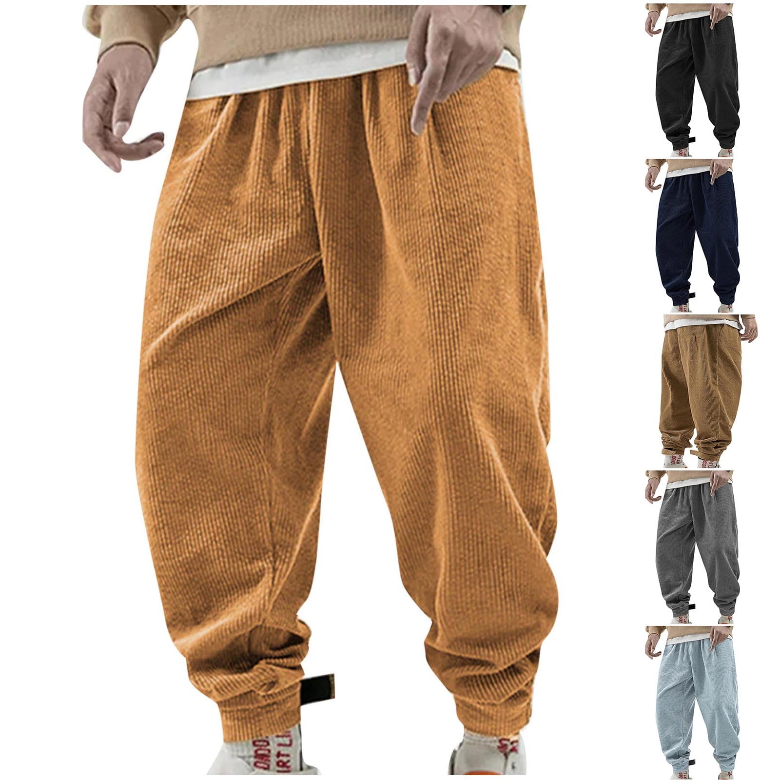 Ahuyic Mens Sweatpants Sweatpants For Men Pants Fashion Trend Mens Elastic Slim Tie Elastic