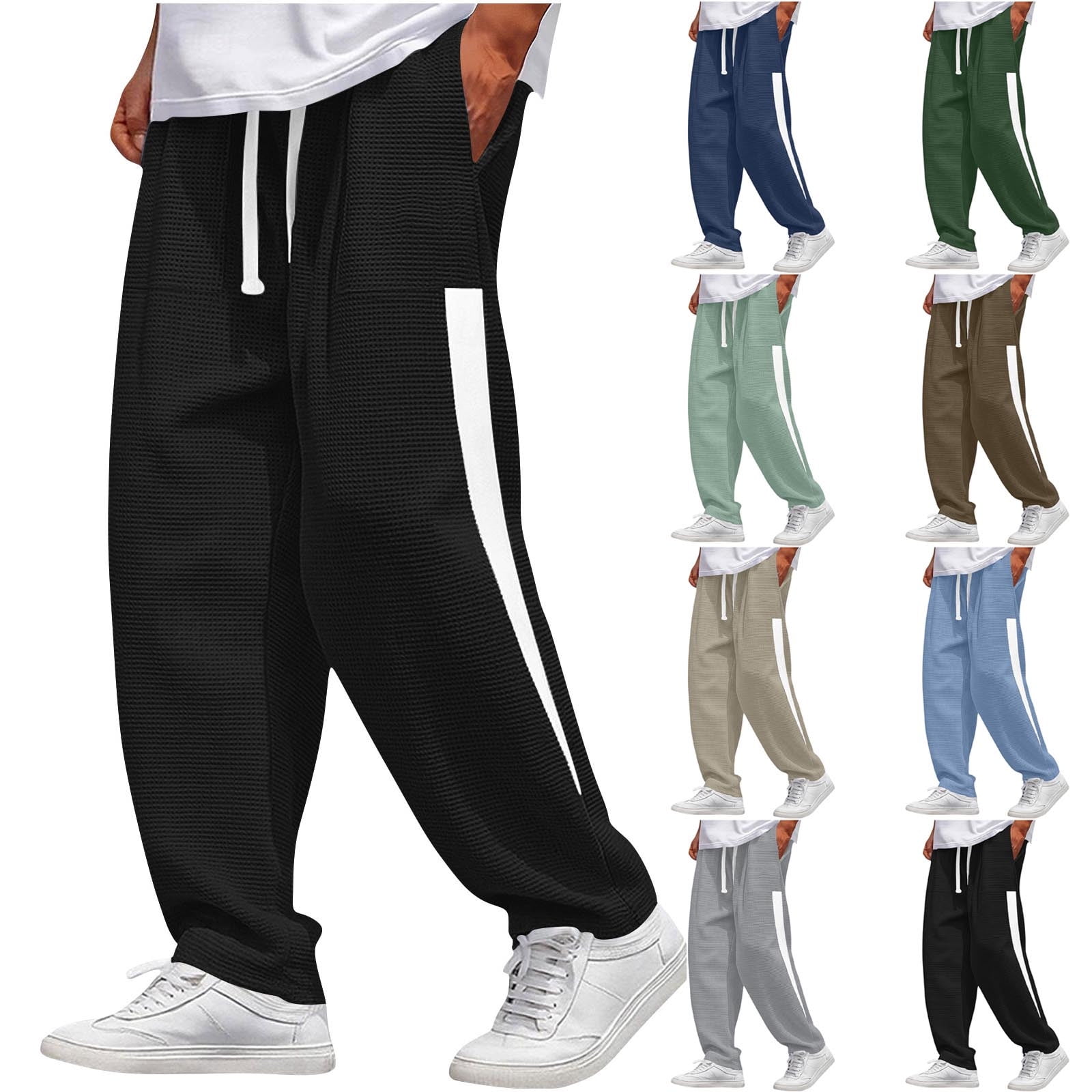 Ahuyic Mens Sweatpants,Sweatpants for Men Pants,Mens Fashion Solid ...