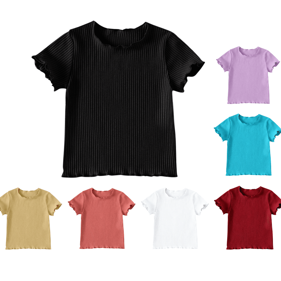 Ahuyic Summer Kids' Casual All Match Blouse, Solid Color Loose Short ...