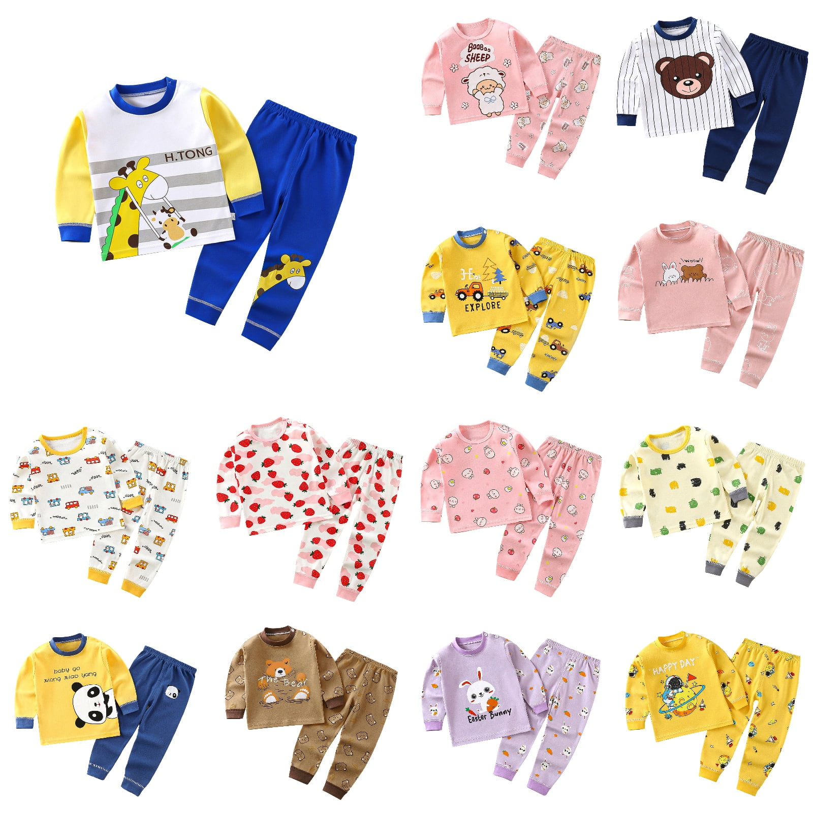 Ahuyic Toddler Kid Long Sleeved Outfit, Fall/Winter Warm Set For Kids ...