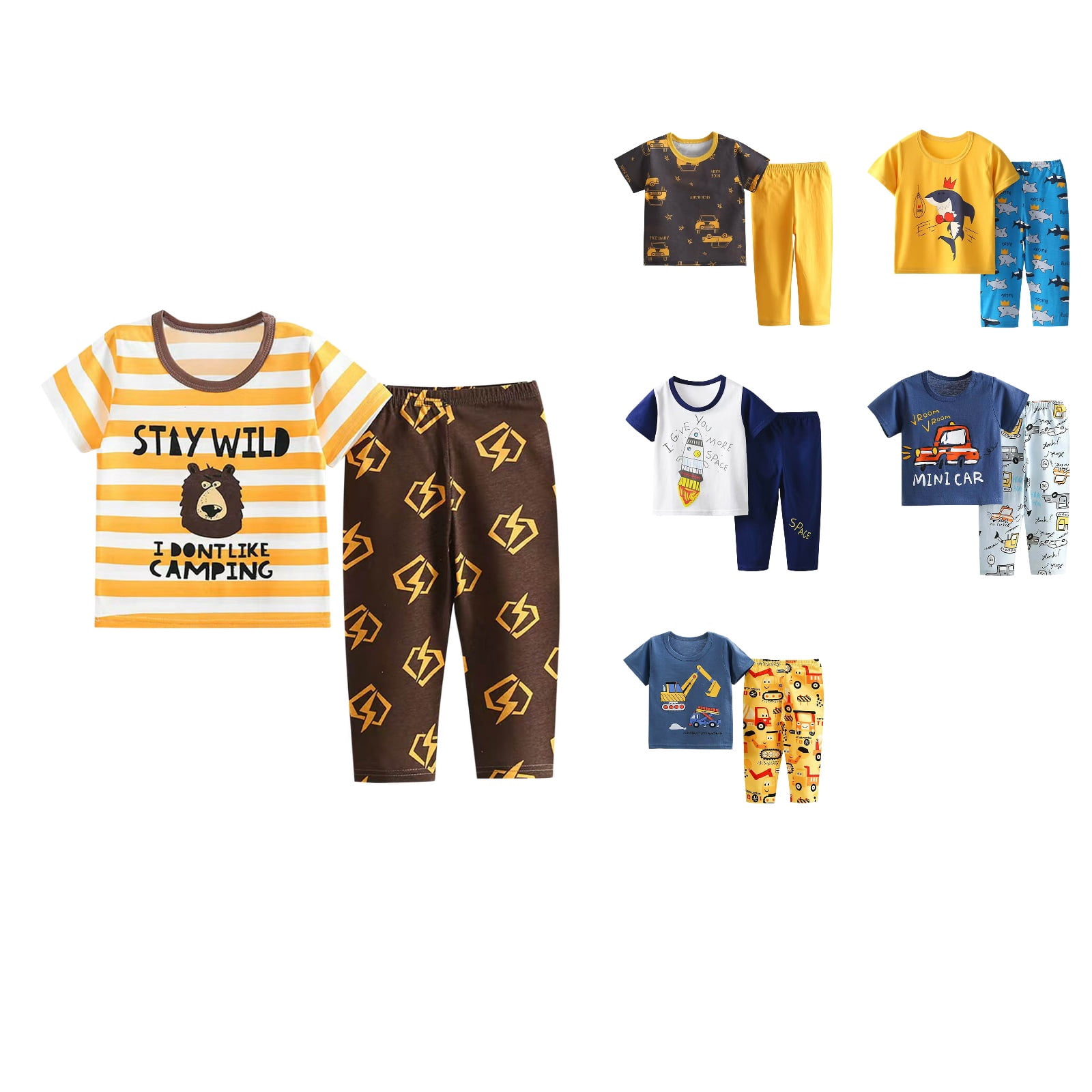 Ahuyic Summer Boys Girls 2 Piece Outfits,Toddler Kids Casual Clothing ...