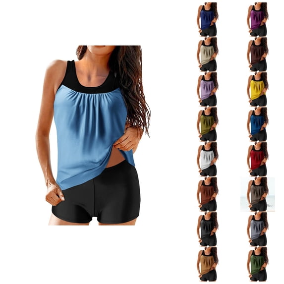 Ahuyic Womens Bikini,Womens Color Blocking Solid Color Strappy Back ...