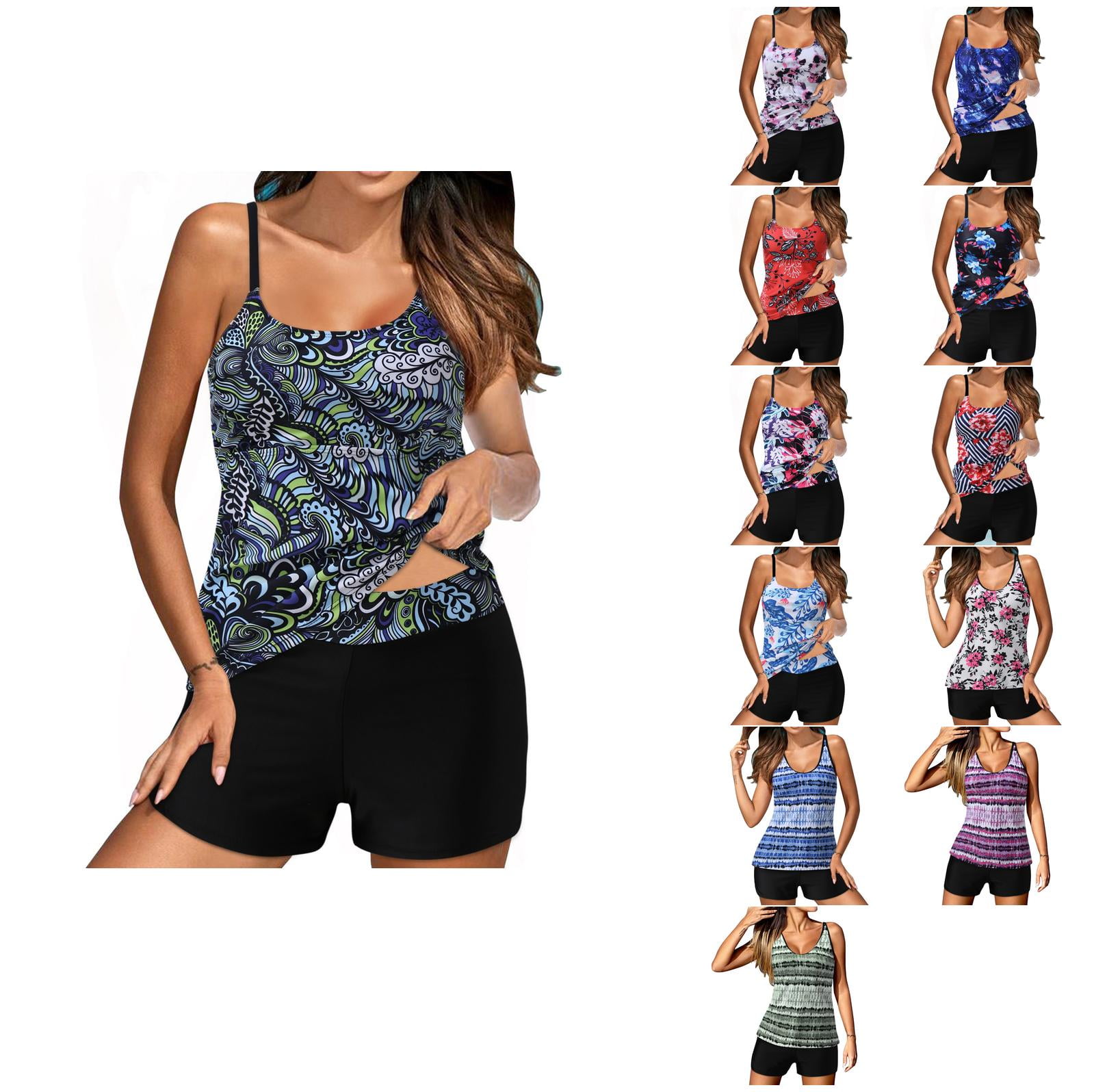 Ahuyic Womens Bikini,Womens Conservative Print Strappy Back Sets Two ...