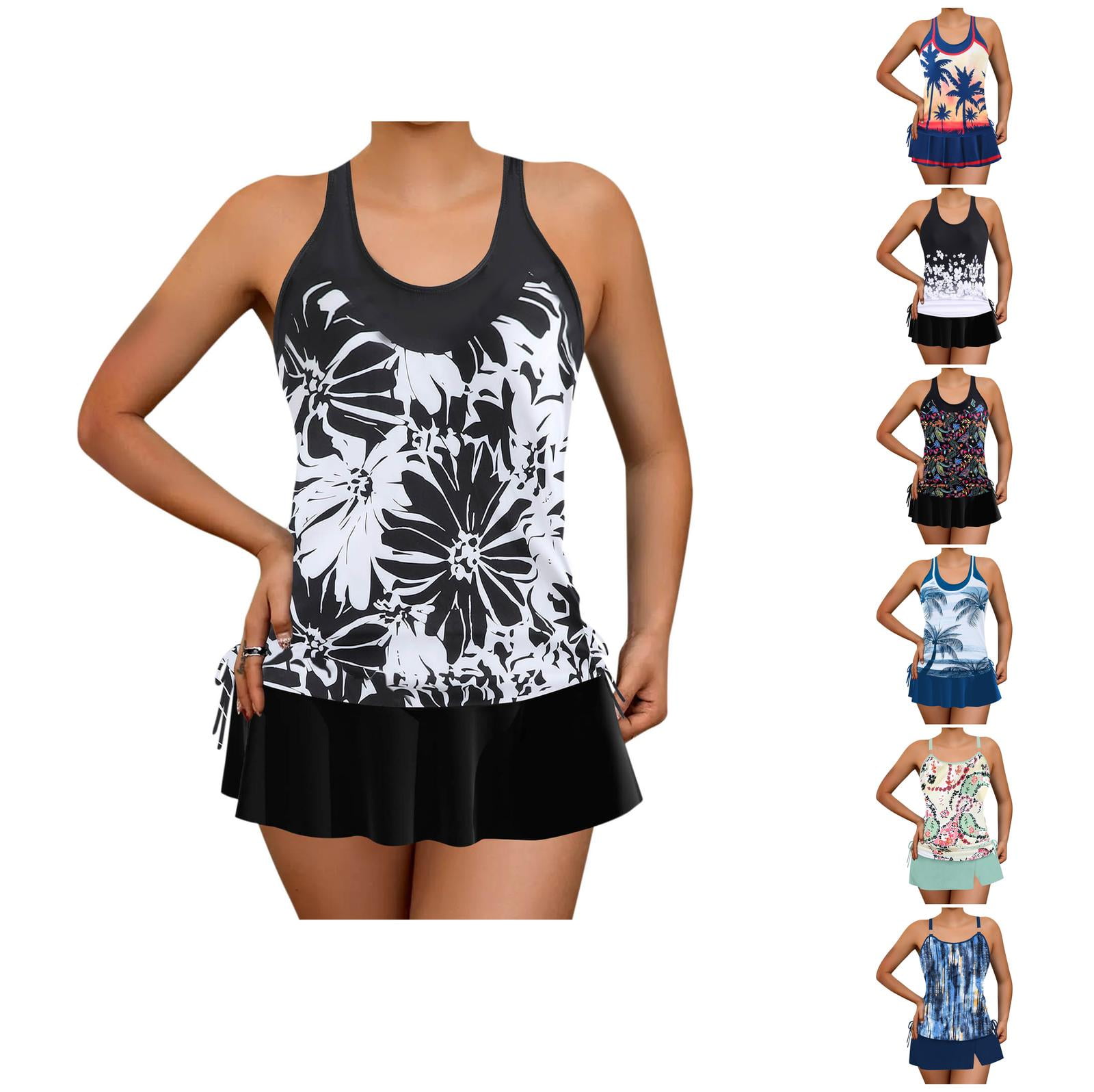Ahuyic Womens Bikini,Womens Large Print Split Swimsuit Skirt Bikini ...