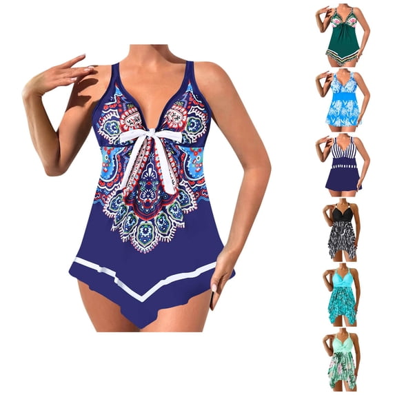 Ahuyic Womens Bikini,Womens Large Print Split Swimsuit Skirt Bikini ...