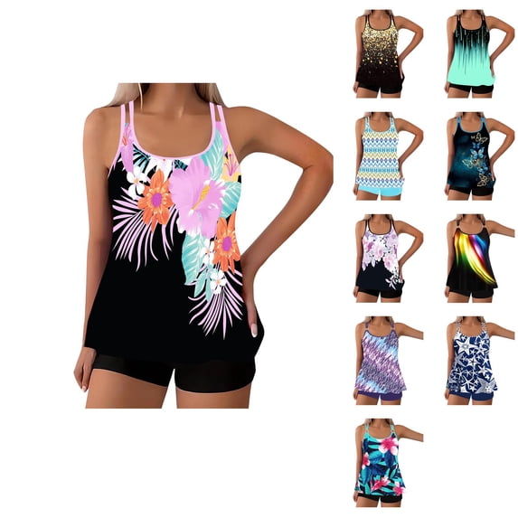 Ahuyic Womens Bikini,Womens Large Print Split Swimsuit Skirt Bikini ...