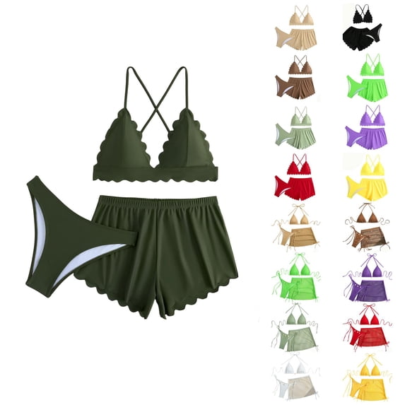 Ahuyic Womens Bikini,Womens Three-piece Swimsuit With A Drawstring ...