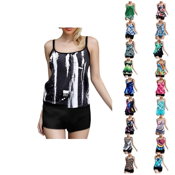 Ahuyic Womens Bikini,Womens Tie-Dyed Contrast Color Camisole Shoulder ...