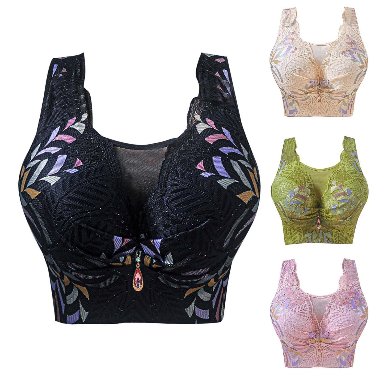 Ahuyic Womens Bra,Summer Plus Size Bra,Fashion Womens Solid Color Lace ...