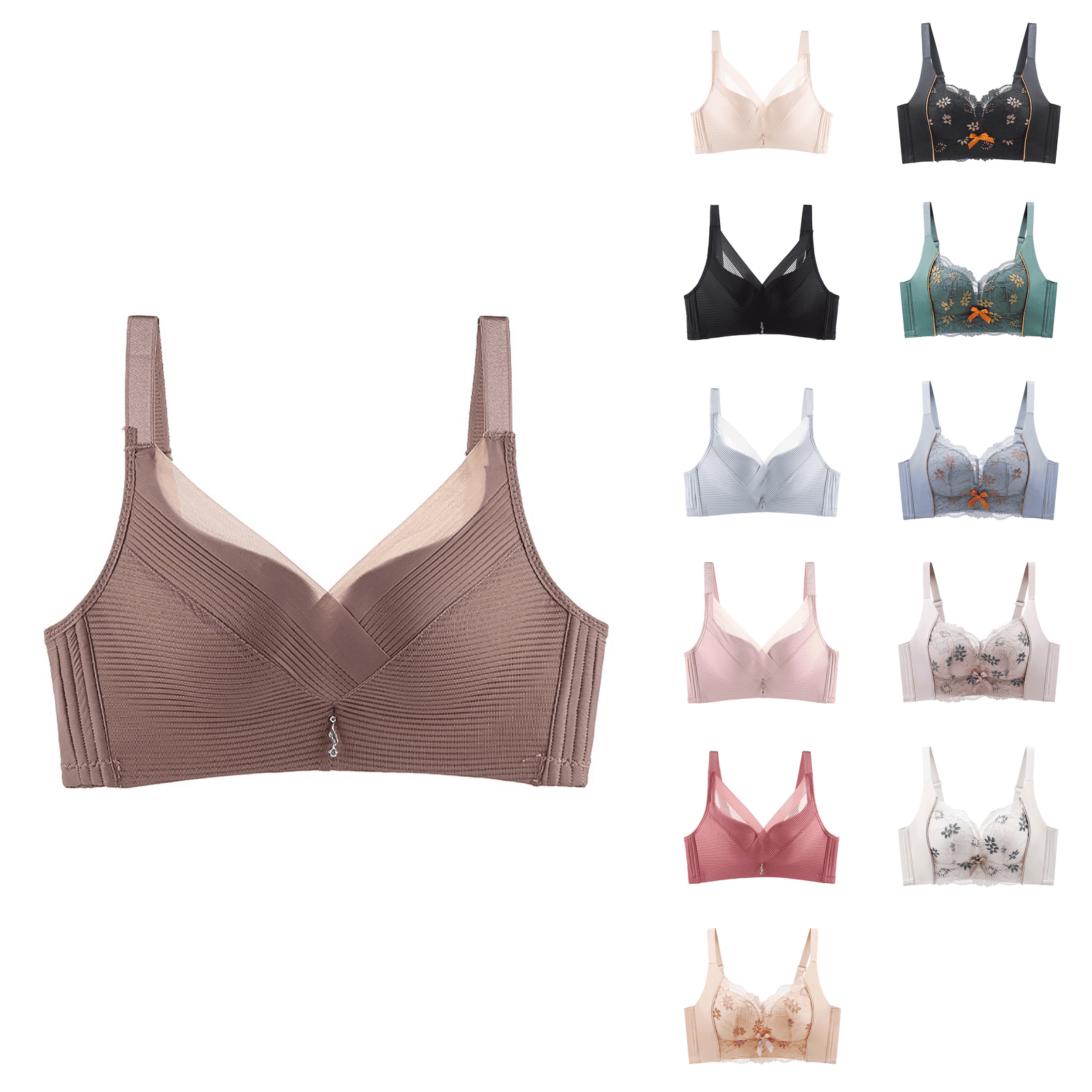 Ahuyic Womens Bra,Summer Plus Size Bra,Ladies Comfortable Breathable No ...