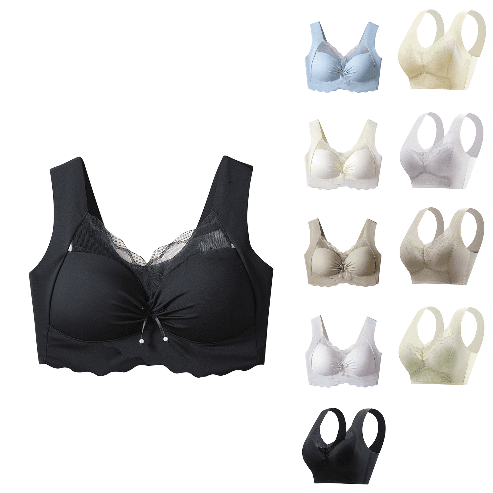 Ahuyic Womens Bra,Summer Plus Size Bra,Womens Embroidered Glossy ...