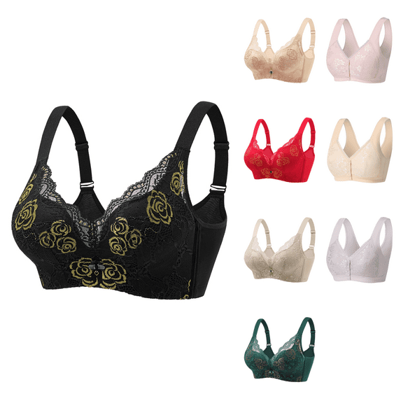 Ahuyic Womens Bra,Summer Plus Size Bra,Womens Embroidery Back Buckle ...