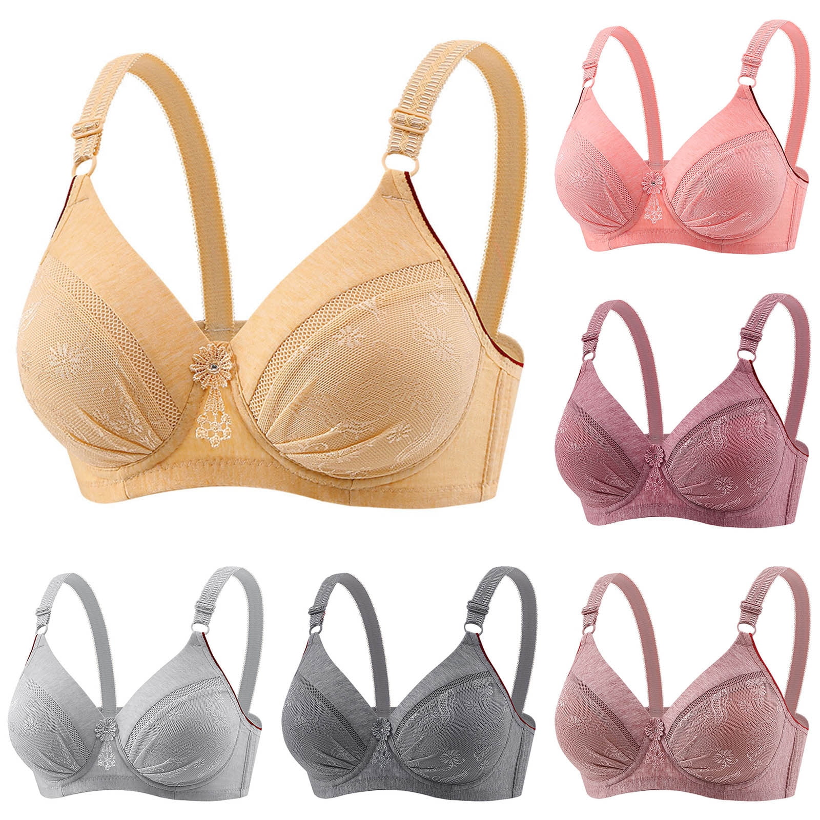 Ahuyic Womens Bra,Summer Plus Size Bra,Womens Embroidery Fashion Thin ...