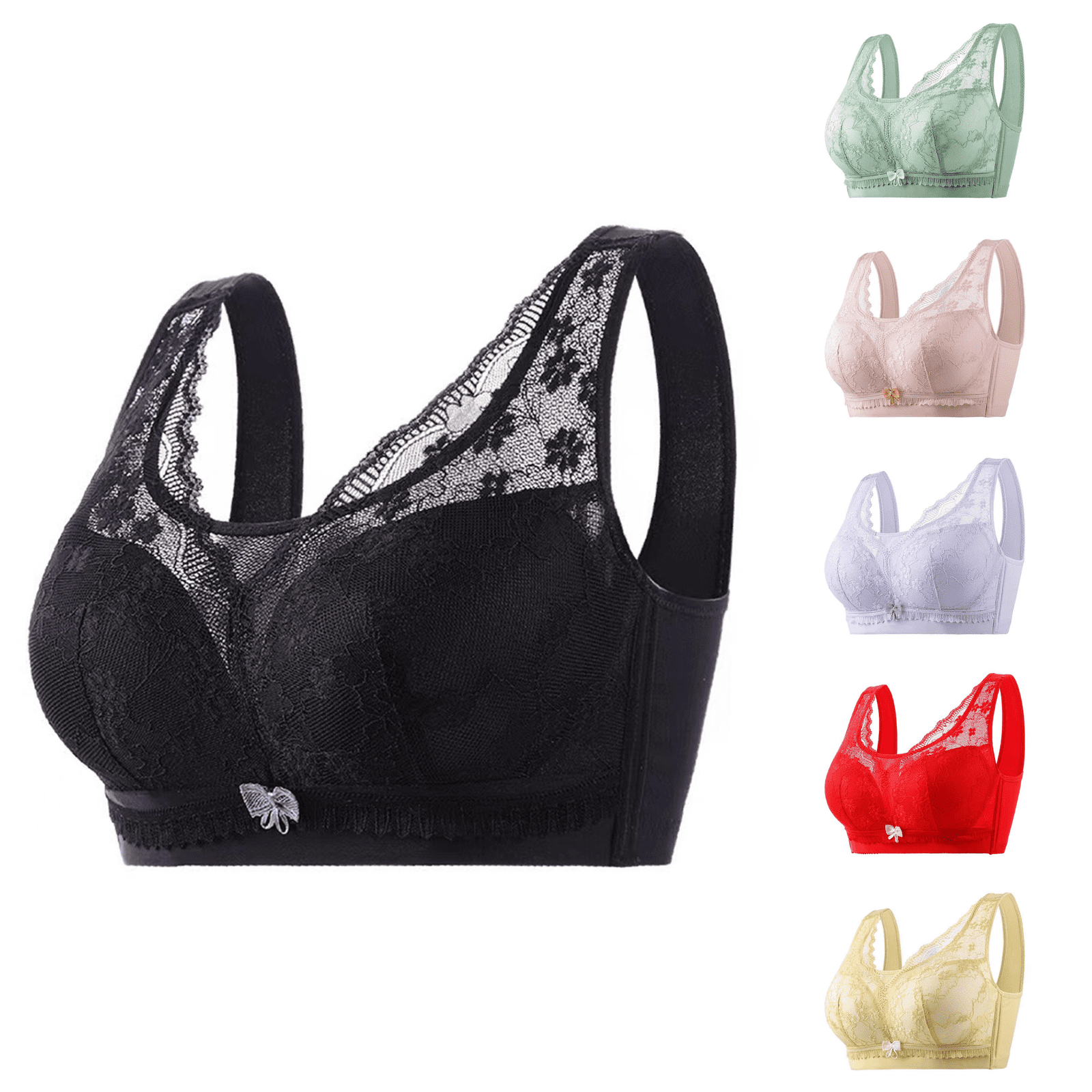 Ahuyic Womens Bra,Summer Plus Size Bra,Womens Lace Embroidered Glossy ...