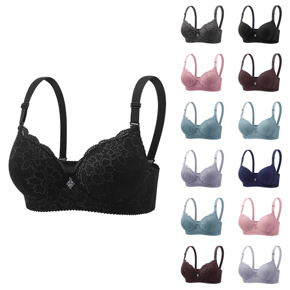 Ahuyic Womens Bra,Summer Plus Size Bra,Womens Lace Flower Gathered ...